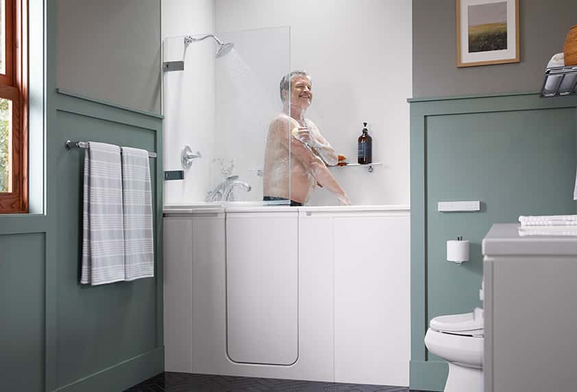 Shower Package | Gooseneck Shower Arm & Bath Screen | KOHLER Walk-In Bath